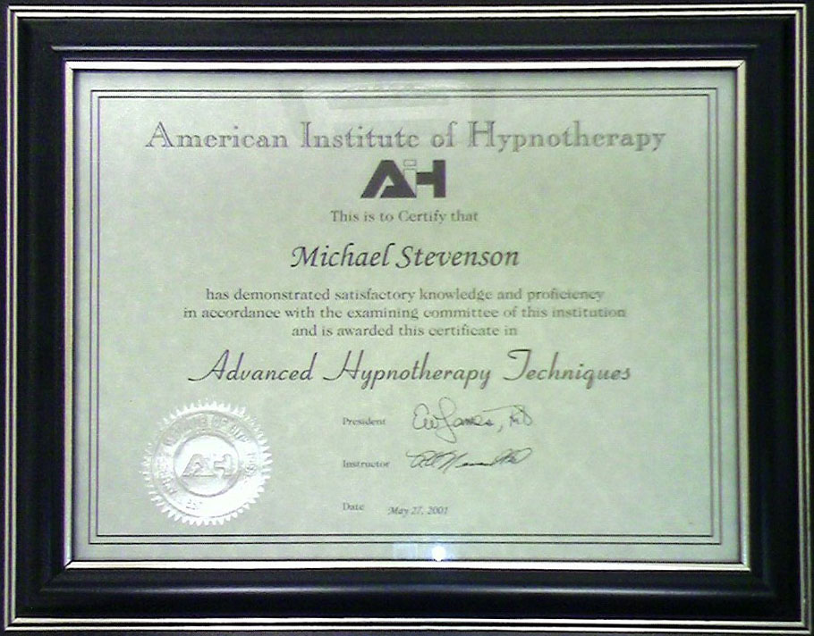 NLP TIME Techniques and Hypnosis Training and Services by Michael Stevenson, CCHt